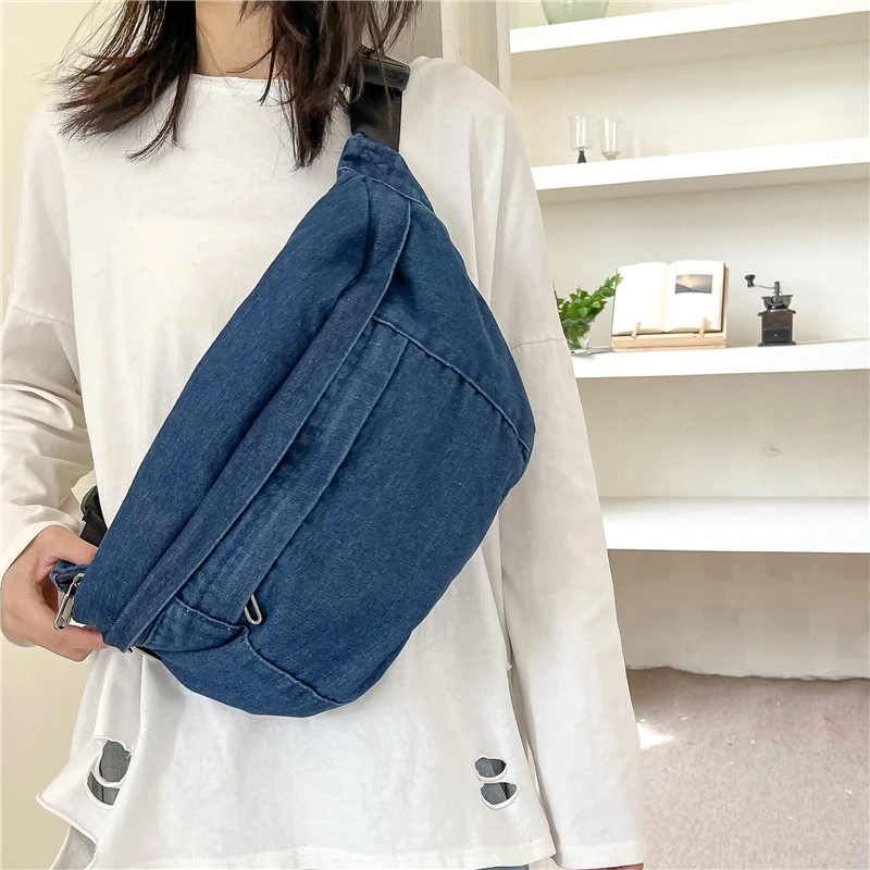 retro-Denim-Women-Waist-Bag-College-Style-Chest-Pack-Casual-Fanny-Pack ...