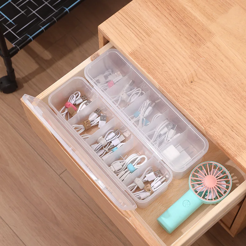 Transparent--See-Through Charge Cable Organizer Box Data Cable ...