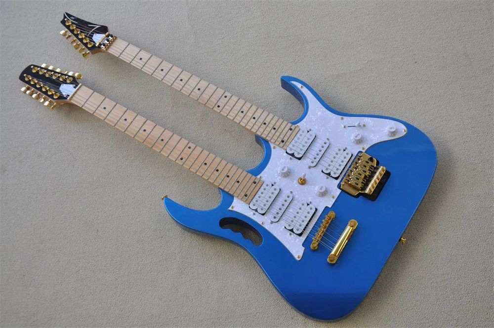 factory-custom-Top-Quality-blue-6-12-Strings-double-neck-Electric ...