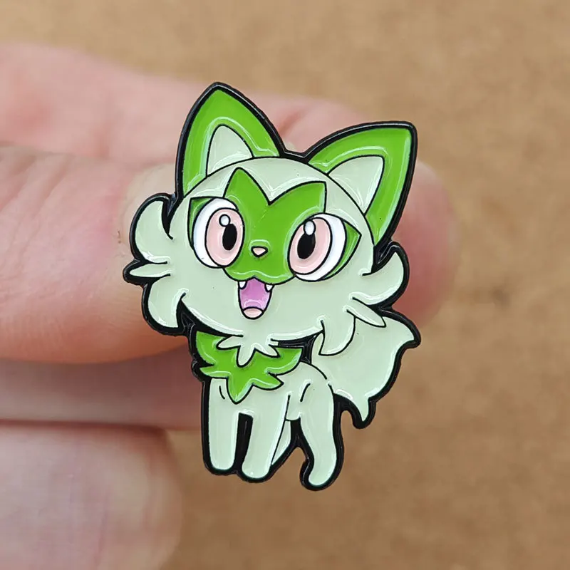 Pokemon-Sprigatito-Anime-Brooch-For-Backpacks-Enamel-Pin-Cute-Cat-Metal ...