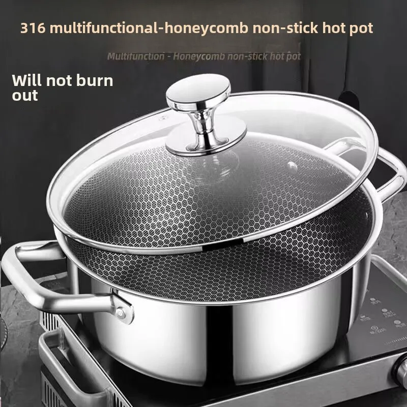 316-Stainless-Steel-Honeycomb-Soup-Pot-Non-Stick-Pot-Household-Steaming ...