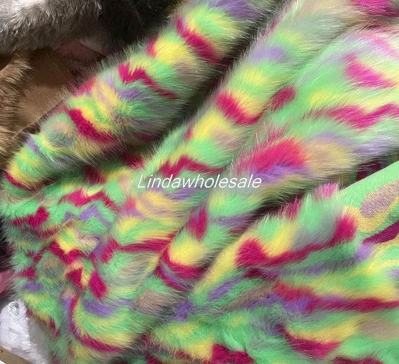 Wholesale Jacquard Rainbow Fox Fur Fabric,faux Fur Fabric,felt Cloth ...