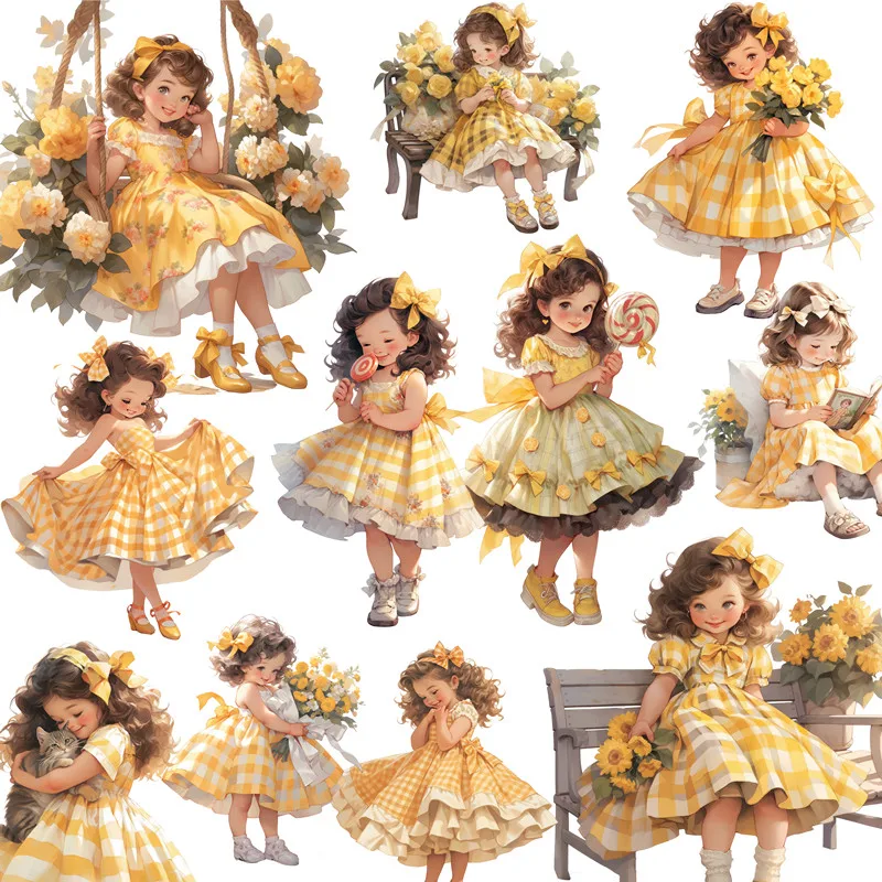 Cute-Yellow-Skirt-Girl-Stickers-Crafts-And-Scrapbooking-stickers-kids ...