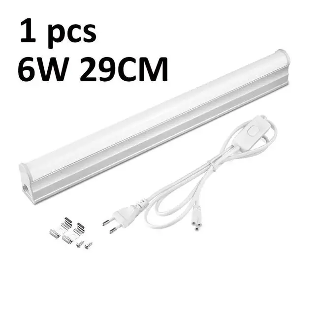 T5 LED 튜브 라이트 바 조명, 주방 캐비닛 아래 벽 램프, 가정용 조명, 형광 LED, 220V, 6W, 29cm