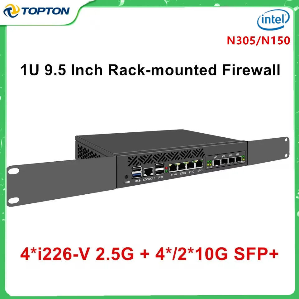 NEW Topton 1U 9.5 Inch Rack mounted Firewall Mini PC Intel N150 Quad ...