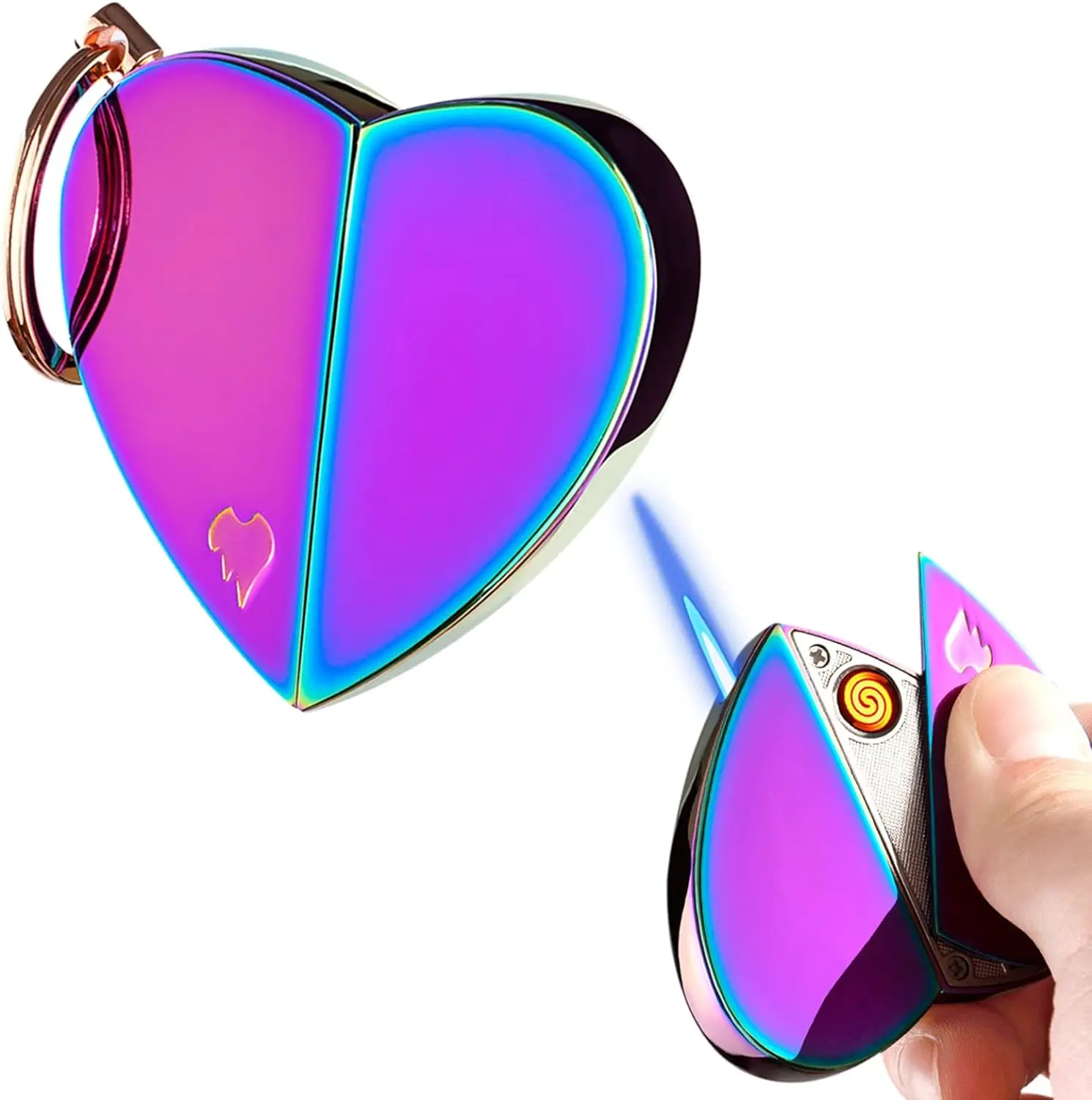 Creative-Love-Lock-Lighter-Heart-Folding-Electronic-USB-Rechargeable ...