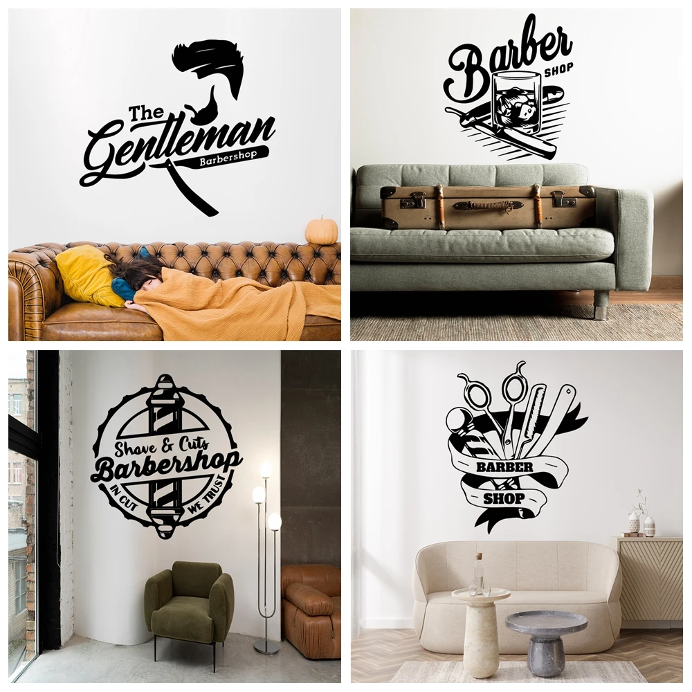 Barbershop Sticker Waterproof Vinyl Wallpaper Home Decor Removable ...