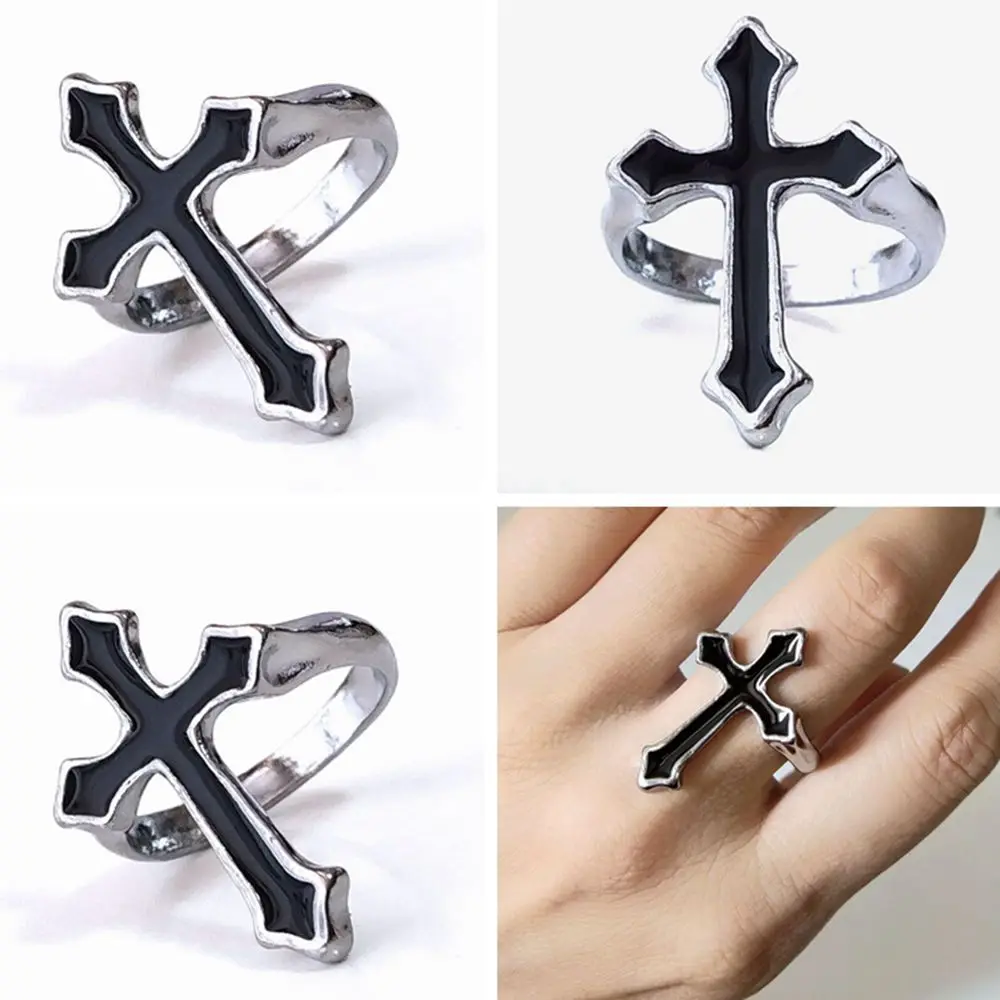 10//30/50pcs Wholesale Black Cross Ring For Women Jesus New Style Men's ...
