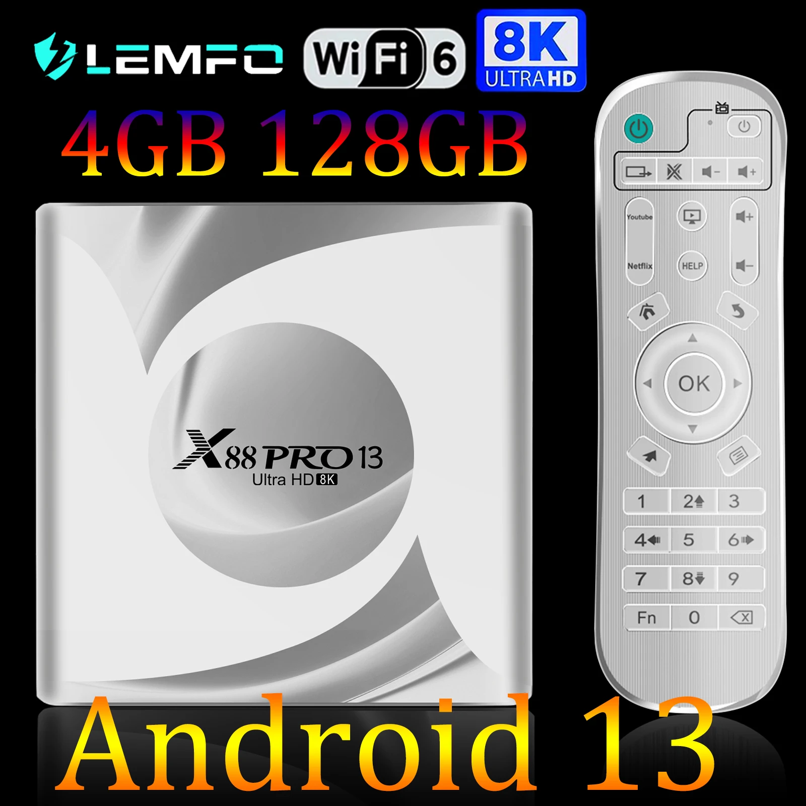 LEMFO TV Box Android 13 8GB RAM 128GB ROM 8K WIFI 6 RK3528 Quad Core ...