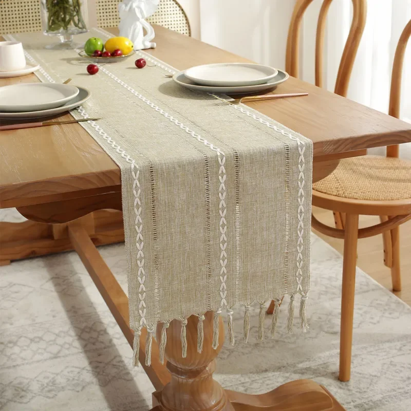 Solid-Color-Hand-woven-Hollow-Tassel-Table-Runner-for-Home-American ...
