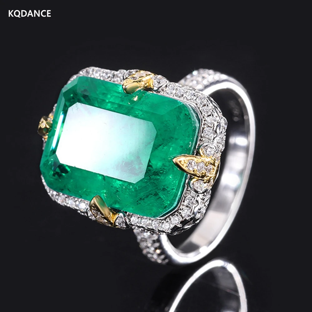 KQDANCE-Luxury-925-Sterling-Silver-Rectangle-Created-Emerald-Ruby ...