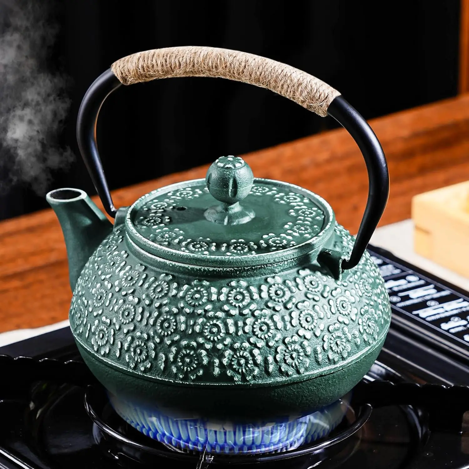 GIANXI-900ML-Household-Cast-Iron-Teapot-Sakura-Pattern-Tea-Kettle-With ...