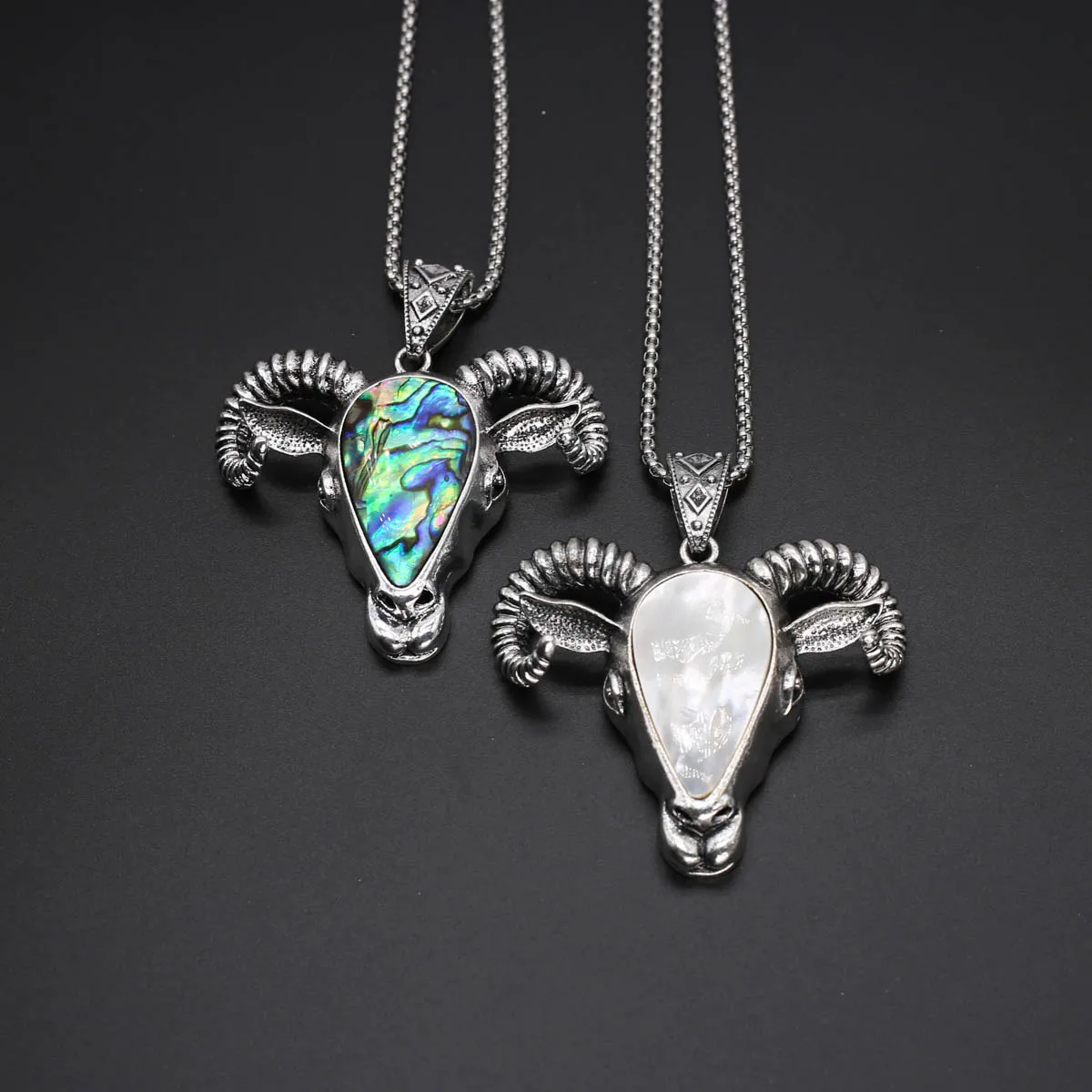 Natural Shell Charms Sheep Bull Head Shape Necklaces for Women Jewelry ...