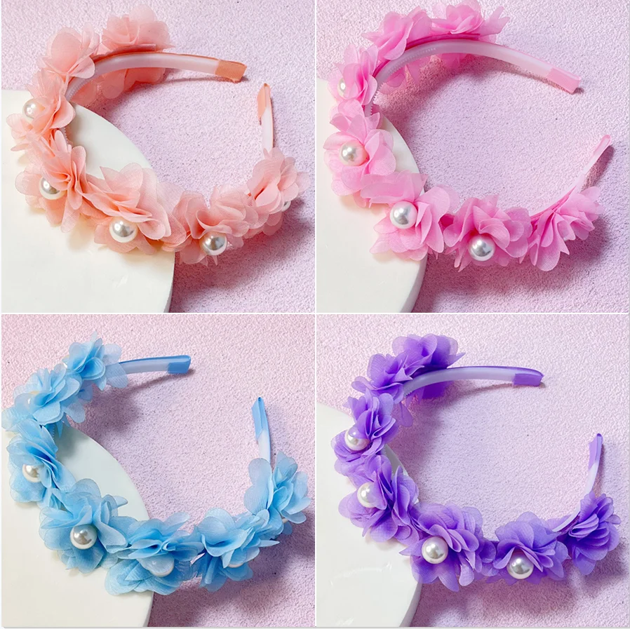 New original design children's headband fashion trend chiffon flower ...