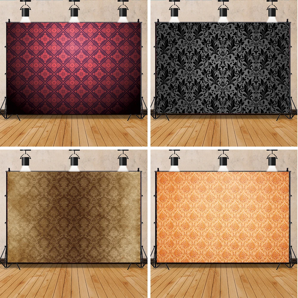 Laeacco-Vintage-Silk-Damask-Flowers-Pattern-Wall-Backdrops-for ...