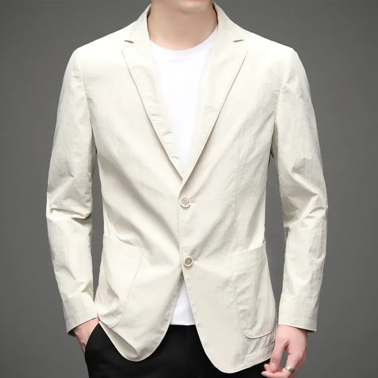 Cotton-Slim-Fit-Small-Suit-High-End-Casual-Suit-Men-s-Single-Layer-Thin ...