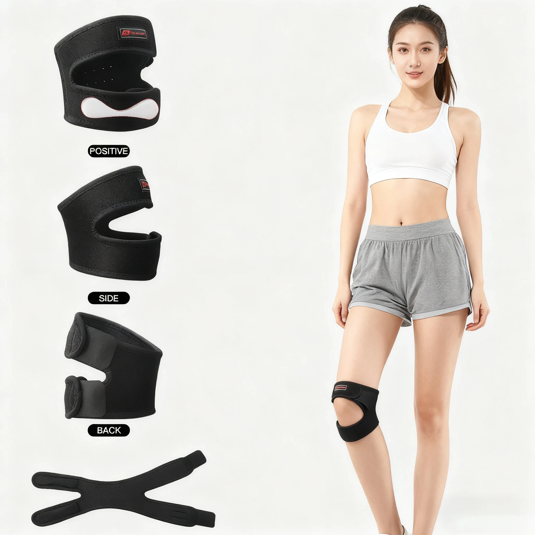 1/2 Piece Adjustable Knee Support Brace Knee Patella Sleeve Wrap Cap ...