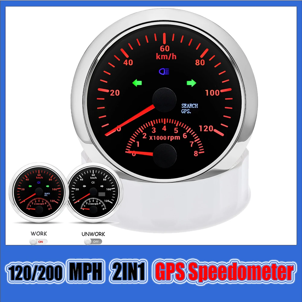 Gps-Speedometer-with-8000RPM-Tachometer-120-200-KM-H-MPH-Digital ...