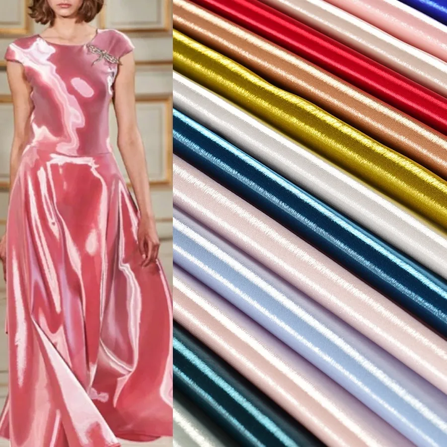 Solid color high brightness liquid water light satin fabric thick and ...