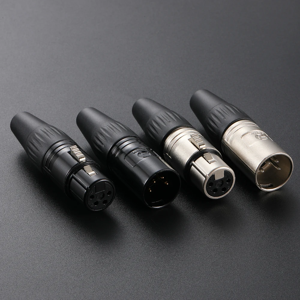 NUTRICK's REAN-Connecteur XLR Mâle-Femelle Plaqué Or à 4 Broches,Prise XLR- Type1 Silver Male-1 ...