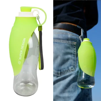 580ml Portable Pet Dog Water Bottle Soft Silicone Leaf Design Travel ...