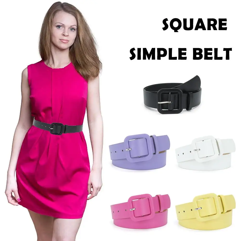 Womens-Wide-Cinch-Belt-Vintage-Chunky-Square-Belts-Candy-Color-PU ...