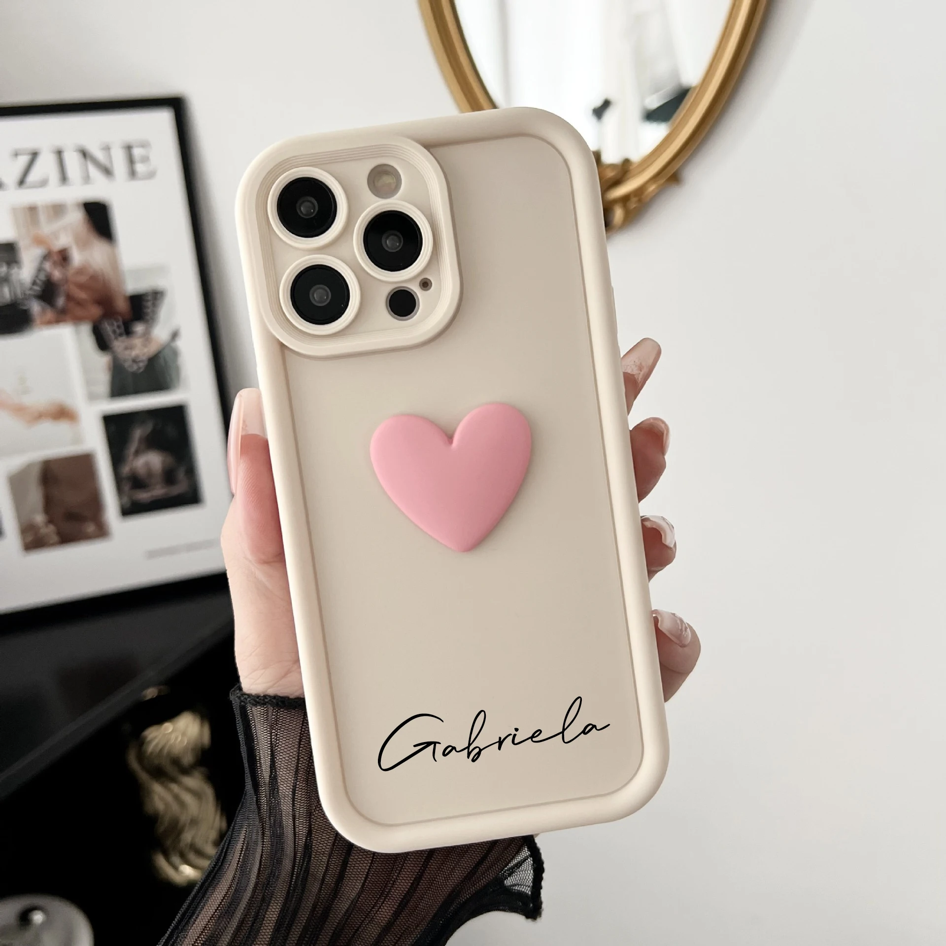 Cute-INS-Love-Heart-Personalized-Name-Case-For-iPhone-16-15-14-13-12-11 ...