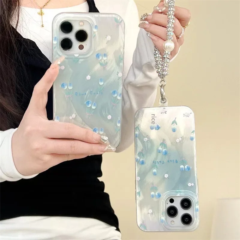 Blue-Floral-15pro-Full-Cover-13phone-Case-IPhone12-Hard-Shell-13pro-Max ...