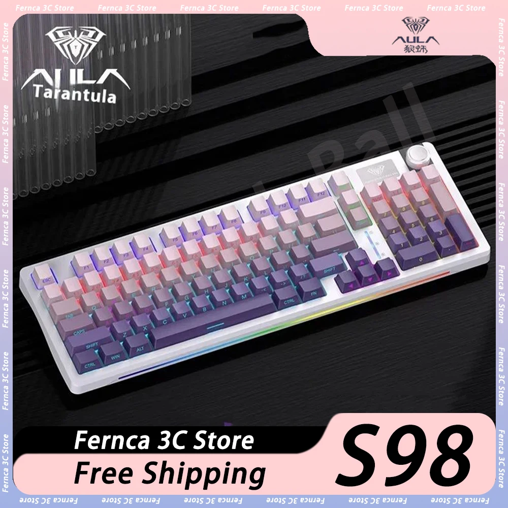 AULA-S98-Mechanical-Keyboard-Three-Mode-Wireless-Multifunctional-Knob ...