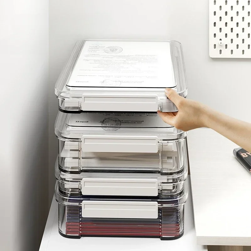 New Transparent Acrylic Desktop Paper Storage Box A4 Document File Exam ...