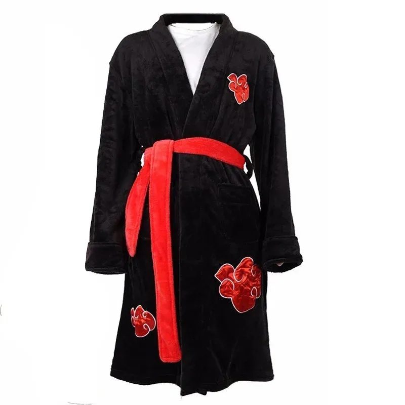 Anime Cosplay Bathrobe Akatsuki Flannel Pajamas Adult Unisex Winter ...