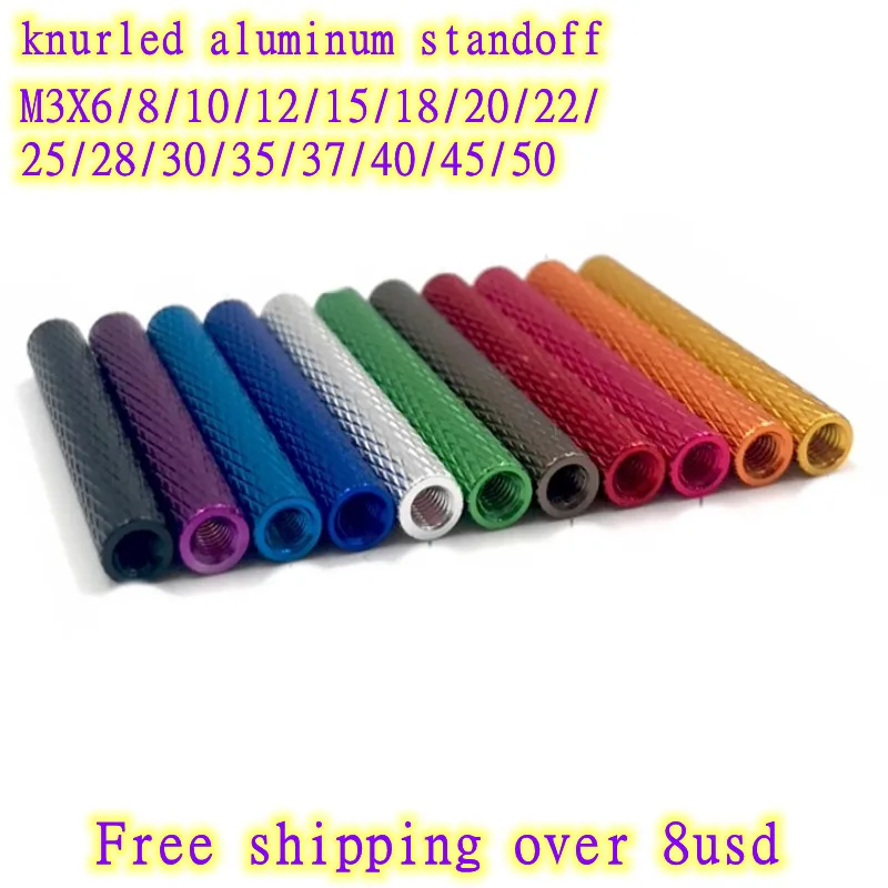 10pcs-lot-m3-3mm-colourful-aluminum-knurled-spacer-standoff-m3x6-8-10 ...