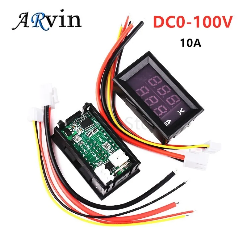 DC 0 100V 10A Digital Voltmeter Ammeter Dual Display Voltage Detector ...