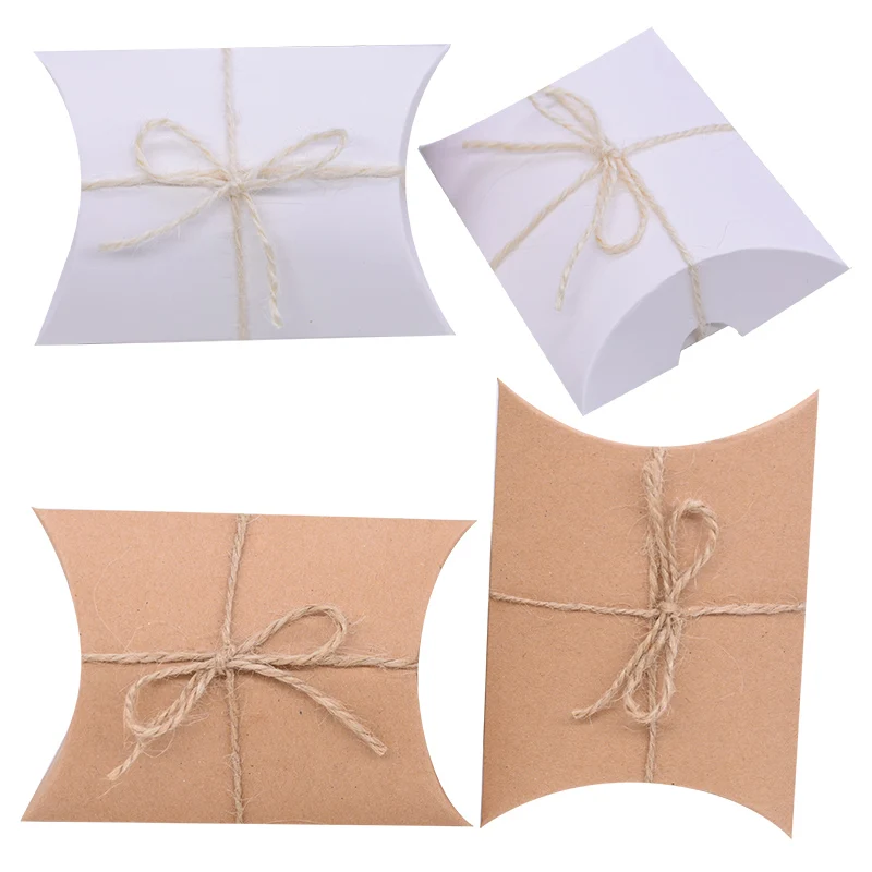 20Pcs Kraft Paper Pillow Candy Box Christmas Gift Packaging Boxes Candy ...