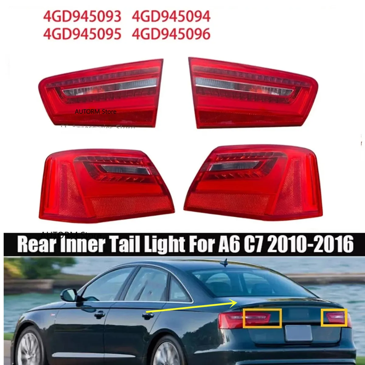 Tail Lights For Audi A6 C7 Sedan 2010-2016 Rear Tail Light Reversing ...
