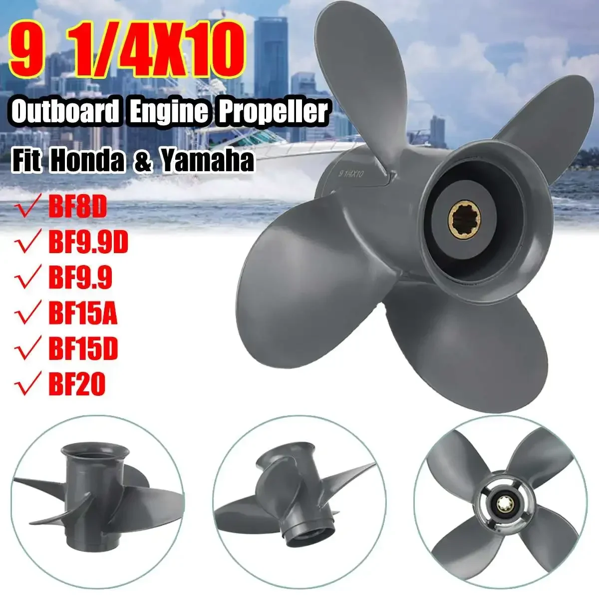 Aluminum-Outboard-Propeller-4-Blade-9-1-4X10-Fit-for-Honda-and-Yamaha ...