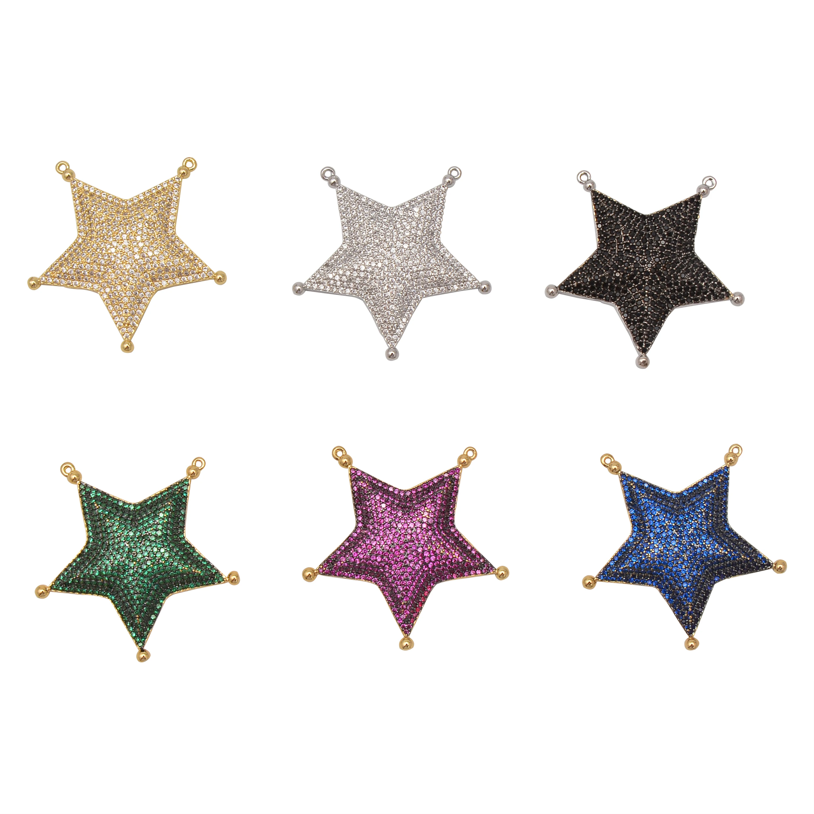 Color-Star-Connectors-Pave-Zircon-Jewelry-Accessories-Diy-Necklaces ...