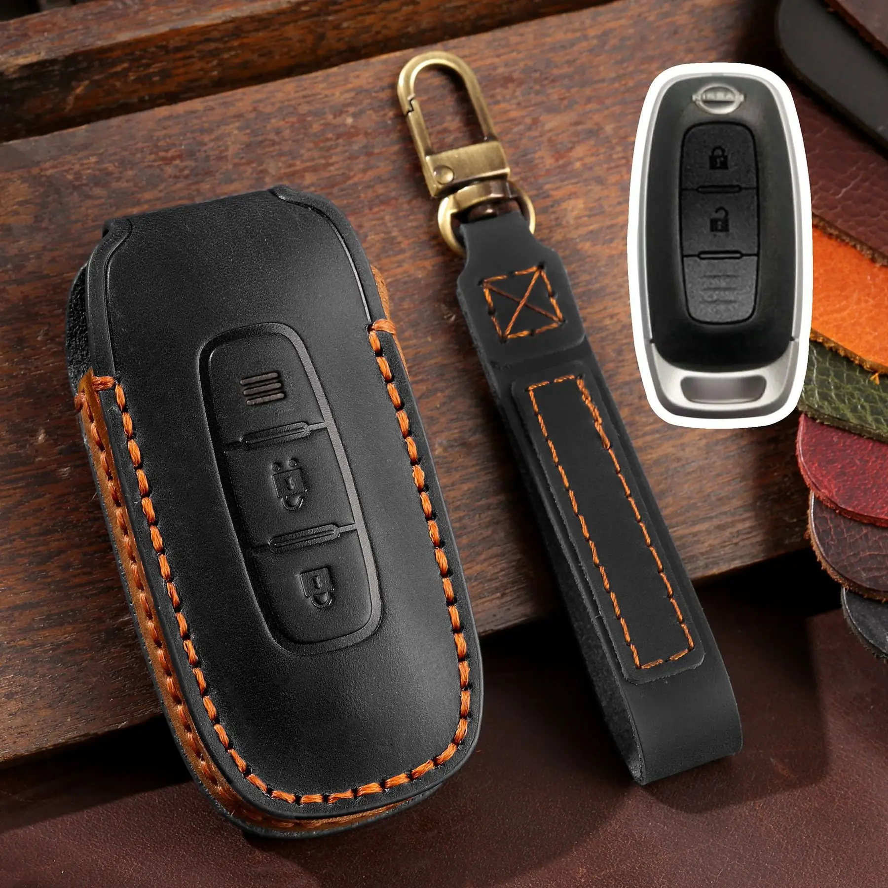 Top-Layer-Leather-Car-Key-Cover-Fob-For-Nissan-Teana-2023-Ariya-X-trail ...