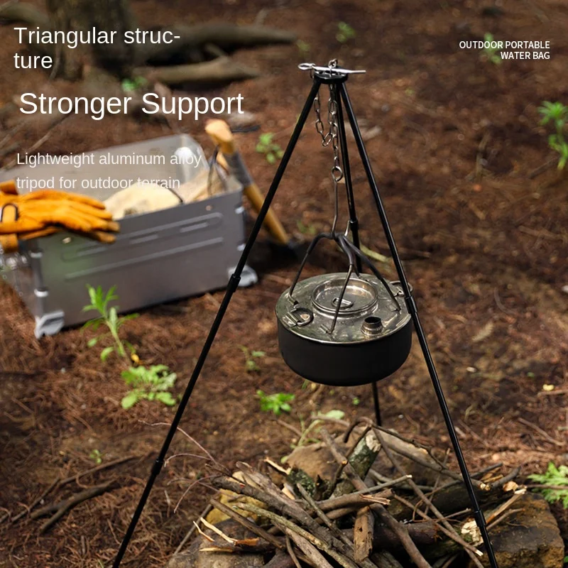 Outdoor-Camp-fire-Tripod-Stander-Hanging-pot-picnic-fire-Stand-Aluminum ...