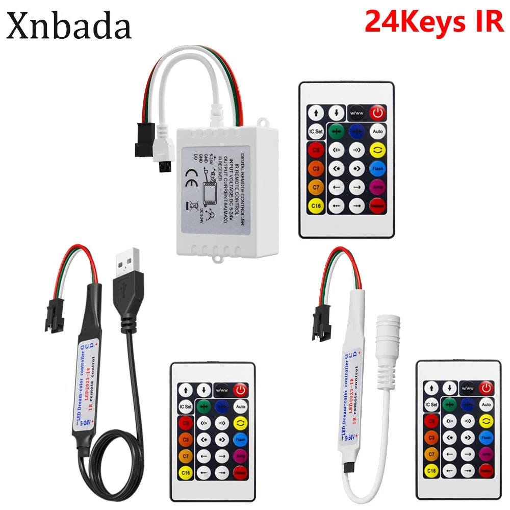 Mini-mando-a-distancia-IR-de-24-teclas-WS2812B-WS2811-tira-Led ...