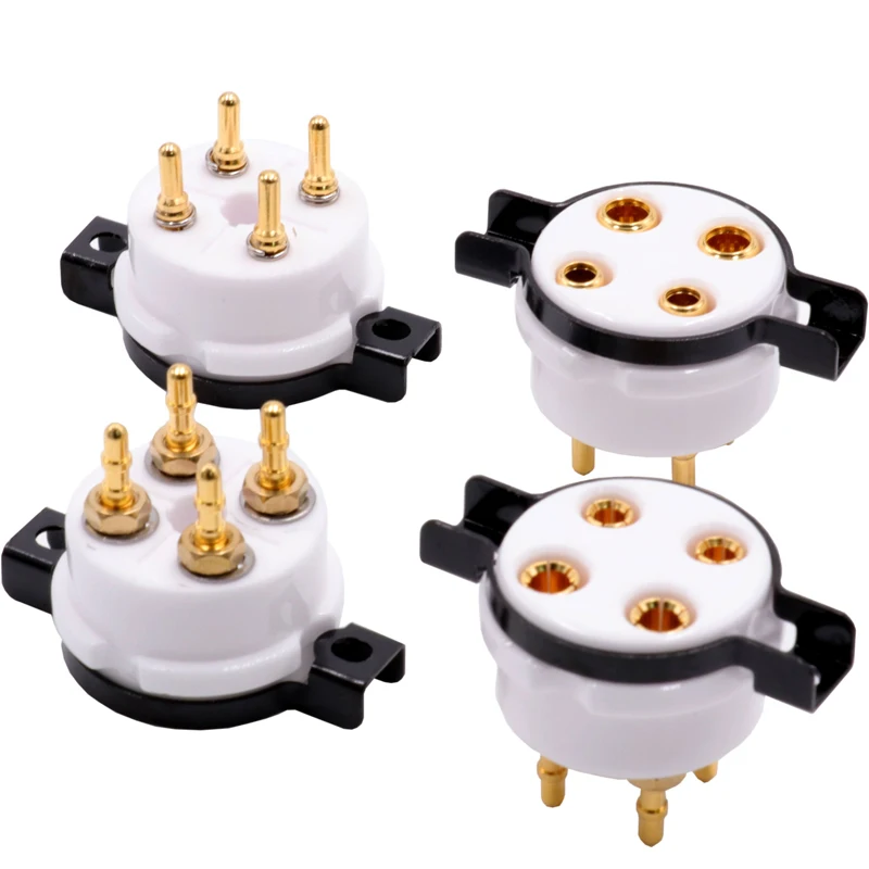Ceramic 4-pin Tube Socket Four-pin Beryllium Copper Gold-plated Bile ...