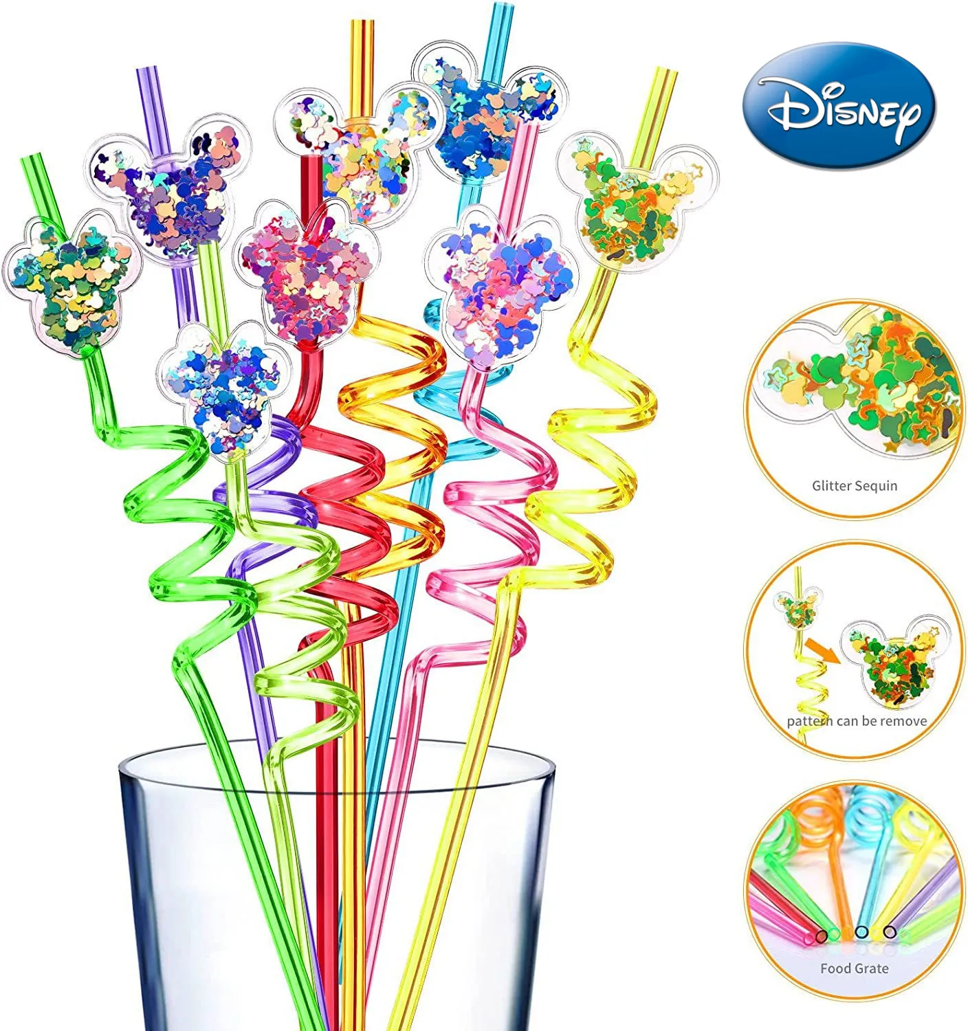 5-10Pcs-Disney-Mickey-Mouse-Straw-New-Anime-Disney-Kawaii-Mickey-Sequin ...