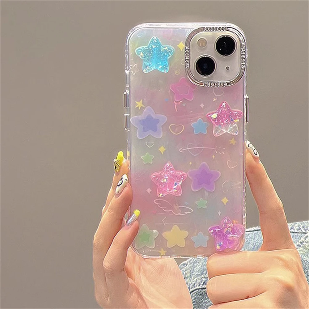 Korean-INS-Plating-Cute-3D-Candies-Star-Shell-Pattern-Case-For-iPhone ...