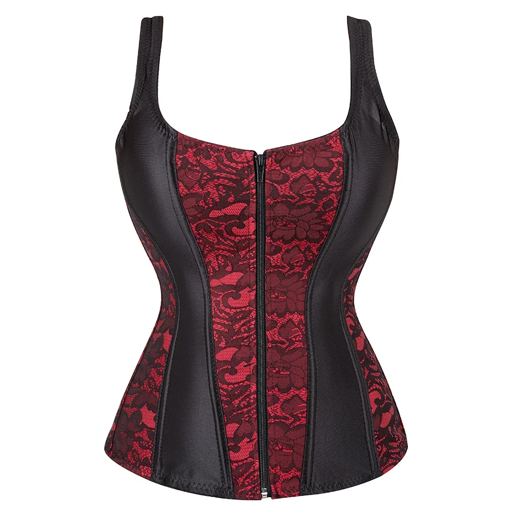 Victorian-Women-Sexy-Satin-Overbust-Corset-Top-With-Straps-Floral ...