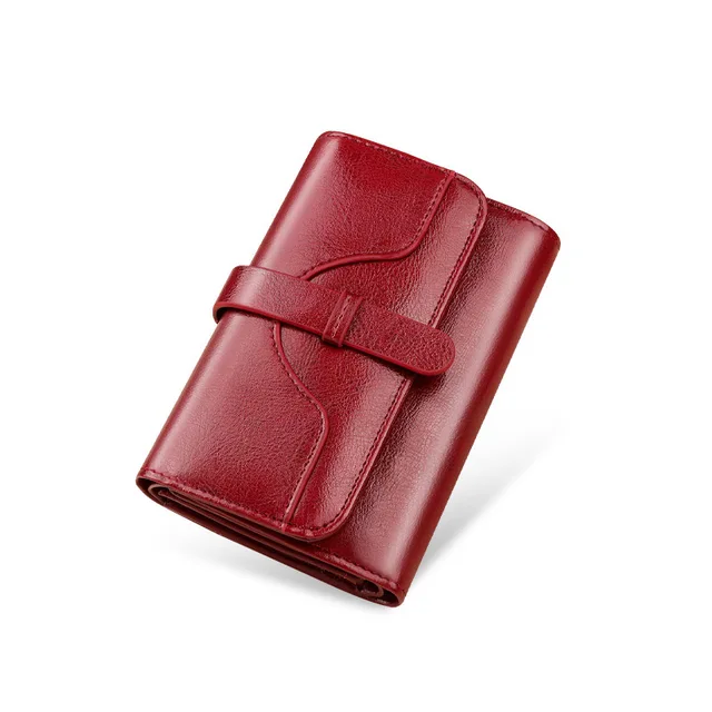 Red Genuine Leather Wallet Women Luxury RFID Card Holder Women Medium ...