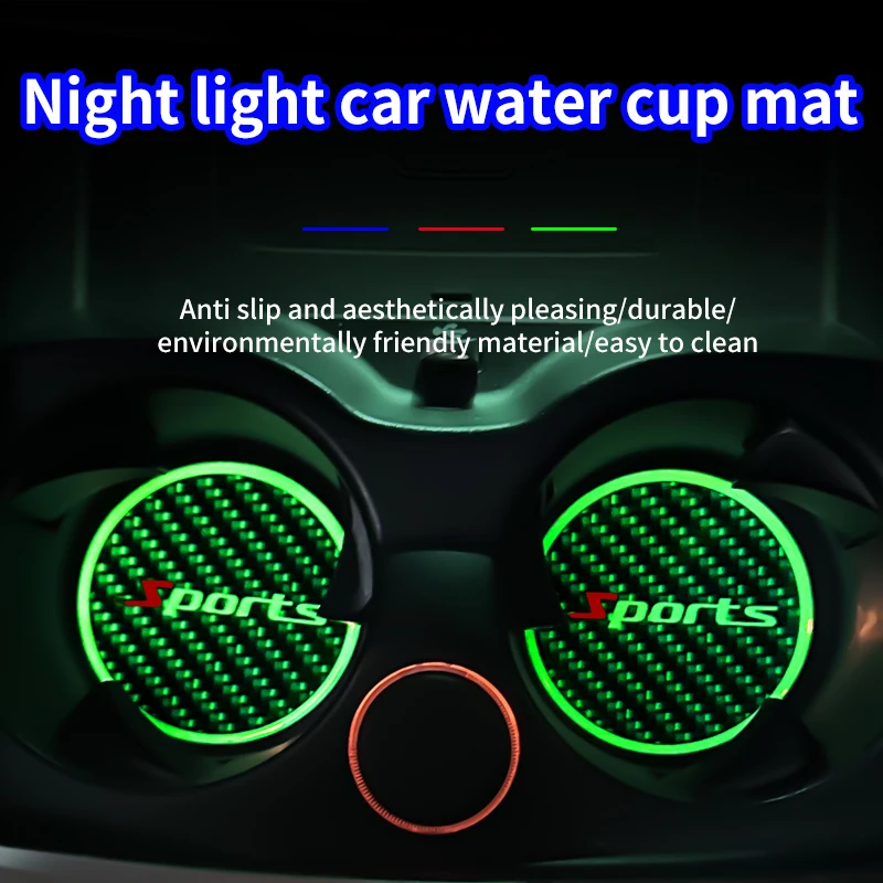 Car-light-mat-Cup-holder-anti-slip-colorful-luminous-carbon-fiber ...
