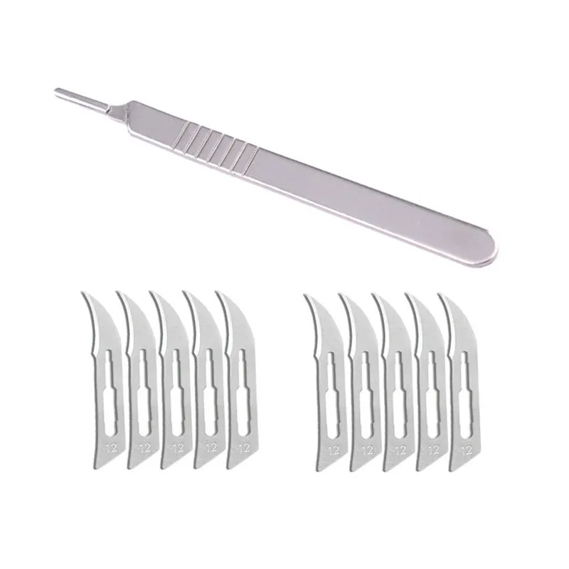 10pcs-NO-12-Carbon-Steel-Surgical-Scalpel-Blades-1pc-3-Handle-Scalpel ...