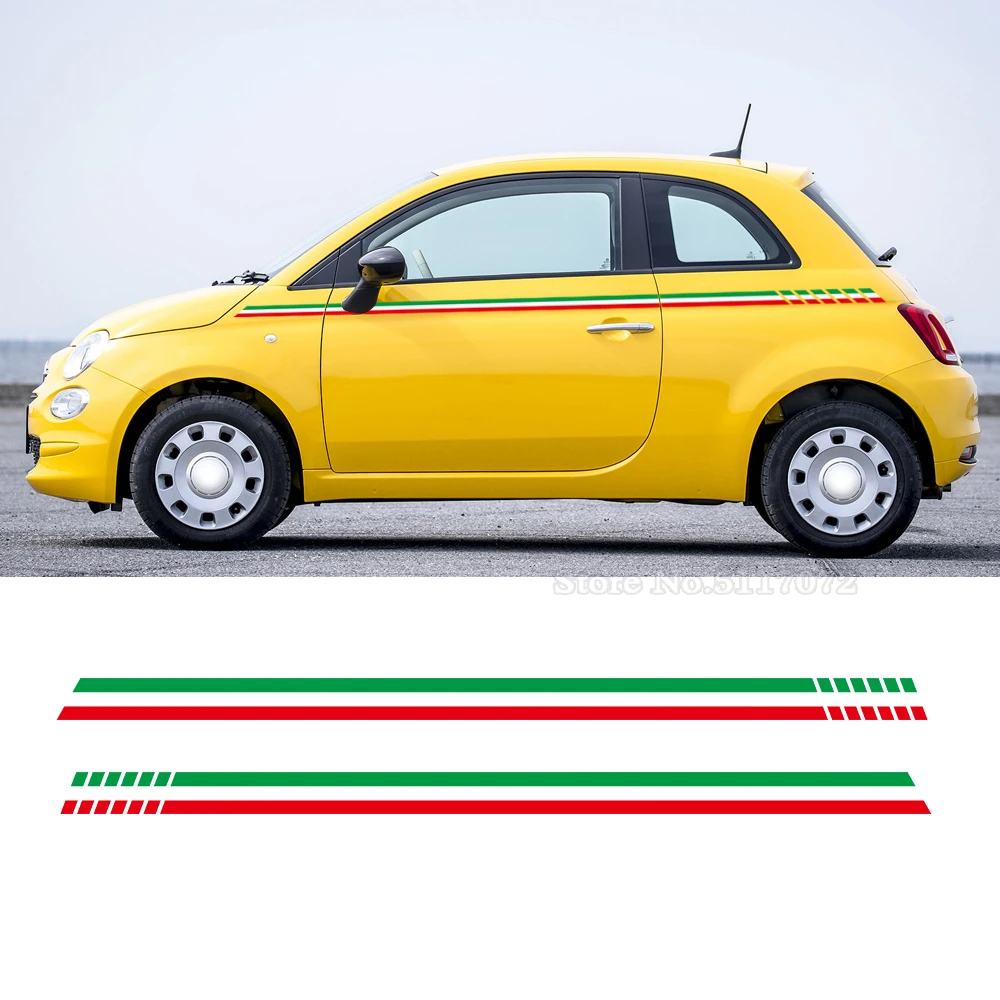 Car-Waist-Lines-Stickers-For-Fiat-500-Italian-Flag-Stripes-Auto-Body ...