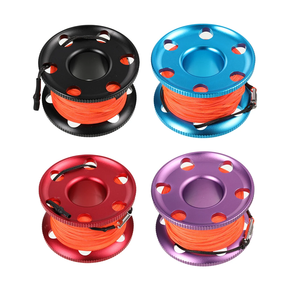 Scuba Diving Spool Finger Reel Aluminum Polyester Fiber Orange Dive ...