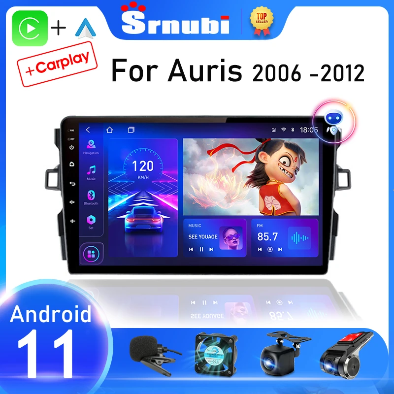 Srnubi 2 Din Android 11 Car Stereo Radio for Toyota Auris E150 2006 2012 Multimedia Video Player ...
